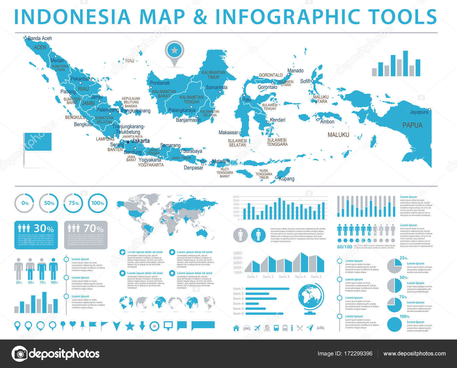 Indonesia Map - Info Graphic Vector Illustration Stock Vector by ...