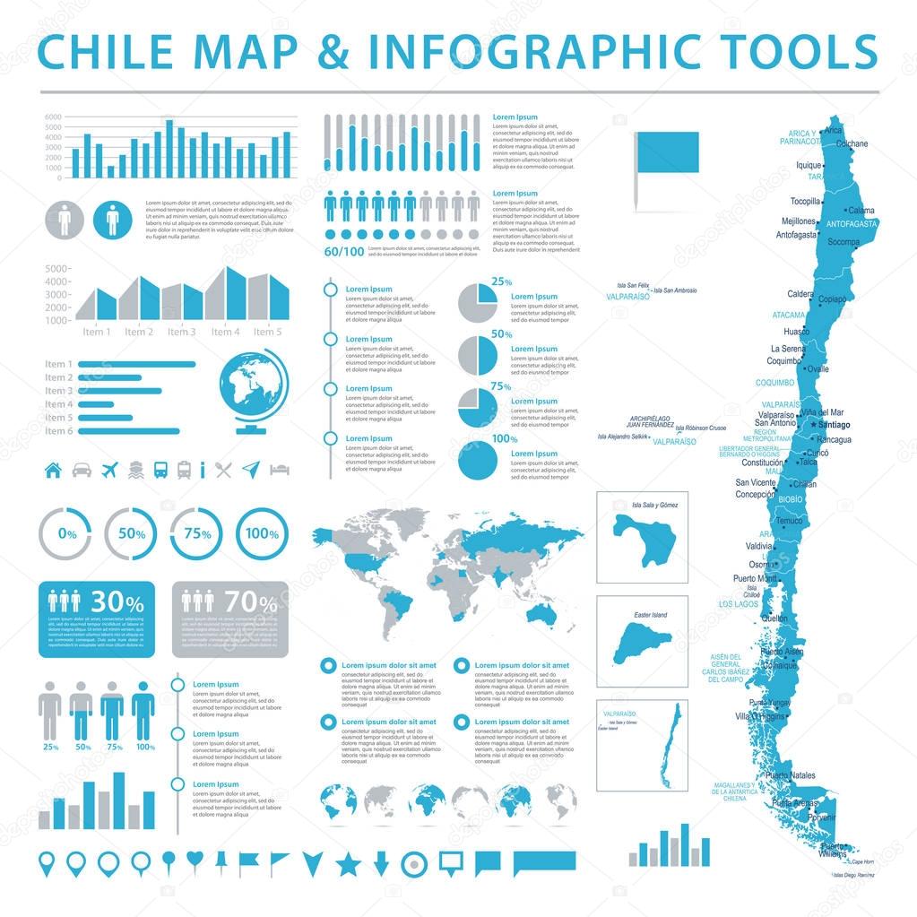 Mapa de Chile - Info Ilustración de Vectores Gráficos 2024