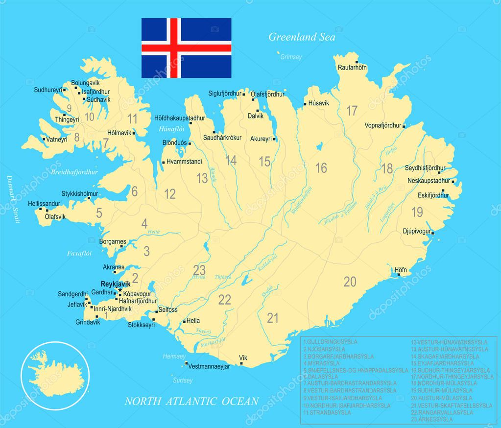 Mapa de Islandia - Ilustraci n vectorial detallada 2024
