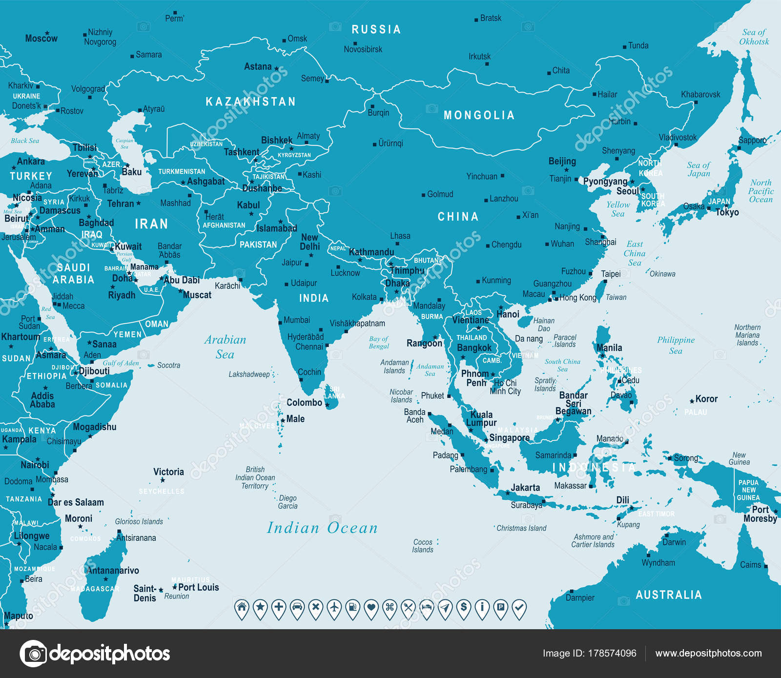 Mapa del sur de Asia - Ilustración vectorial Vector de stock por ...