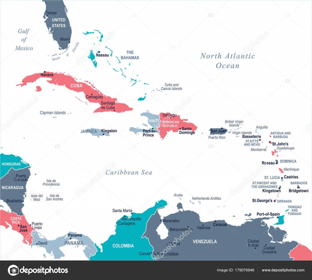 El mapa del Caribe - Ilustración vectorial Stock Vector by ©dikobrazik ...