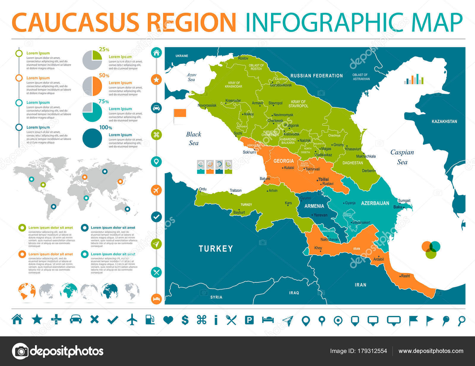 Vettoriale stockCaucaso Regione Mappa - Info Graphic Vector ...