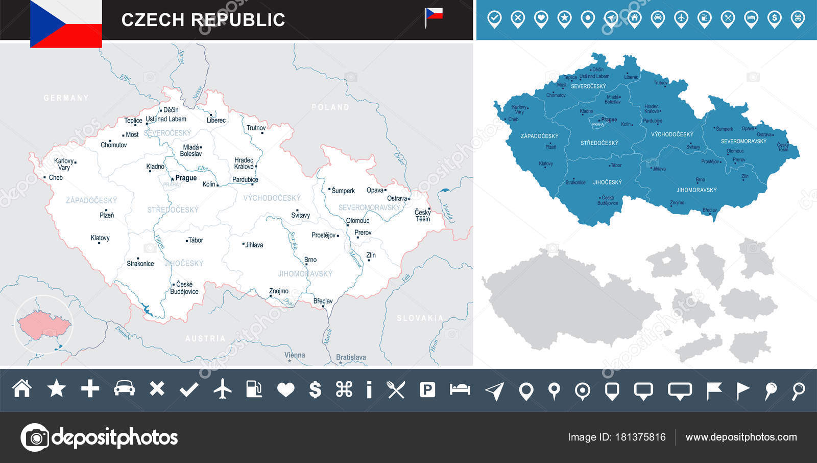 República Checa - mapa infográfico - ilustração vetorial detalhada ...