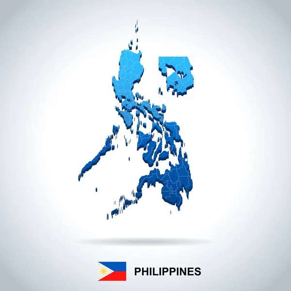 Philippines map design with 3D style. Blue Philippines map and N Stock ...
