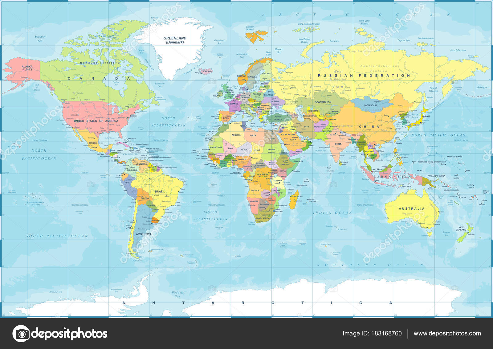 Political Colored World Map Vector Stock Vector Image by ©dikobrazik ...