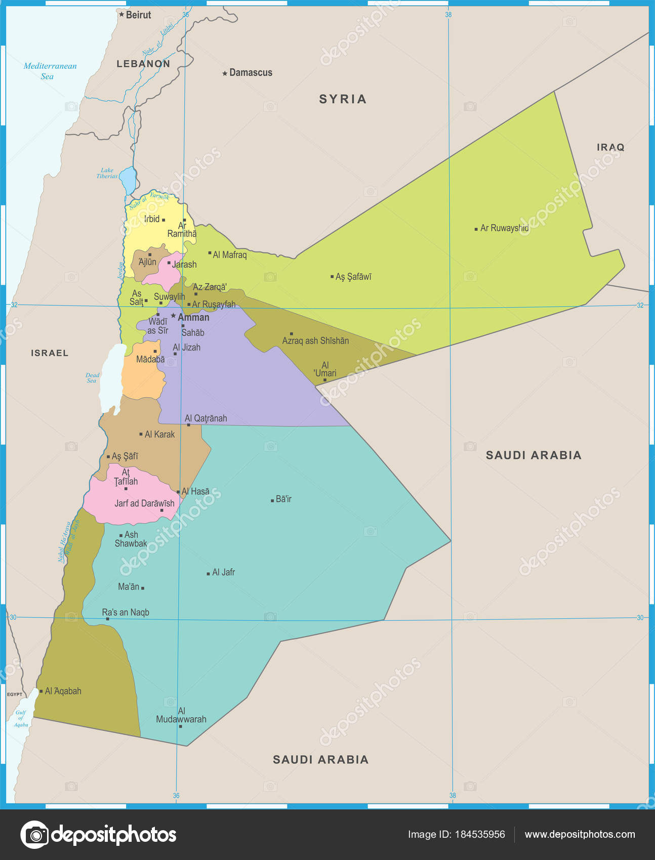 Image vectorielle Carte de Jordanie - Illustration vectorielle ...