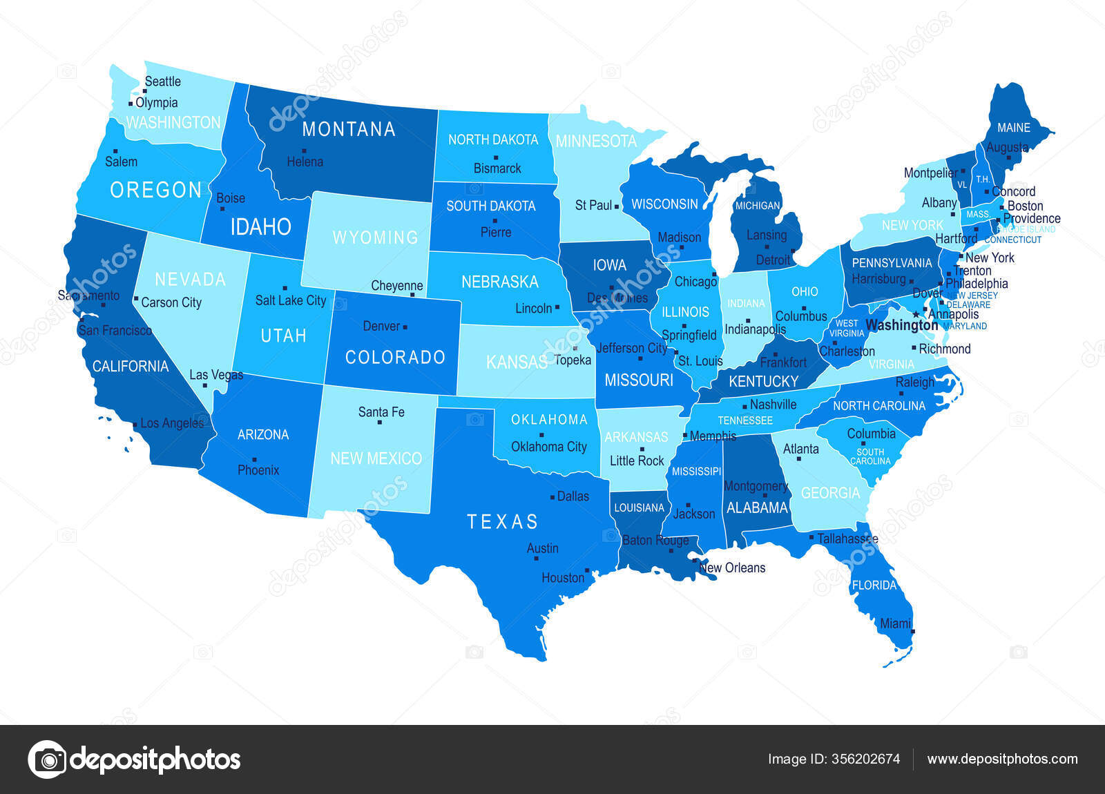 United States Map Cities Regions Vector Illustration Stock Vector by ...