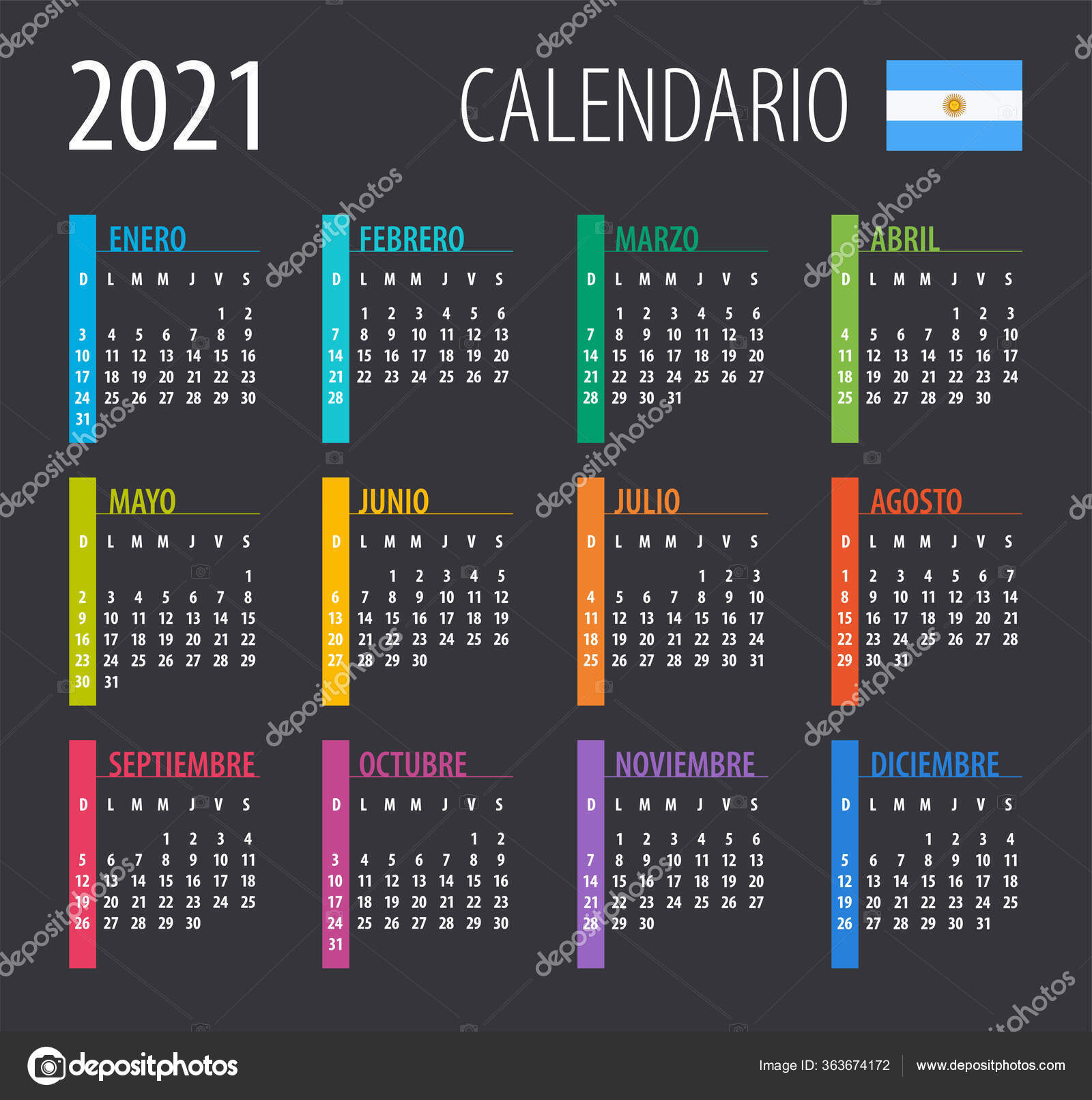 2021 Calendar Vector Illustration Template Mock Argentinean Version ... 2021 Calendar Vector Illustration Template Mock Argentinean Version ...