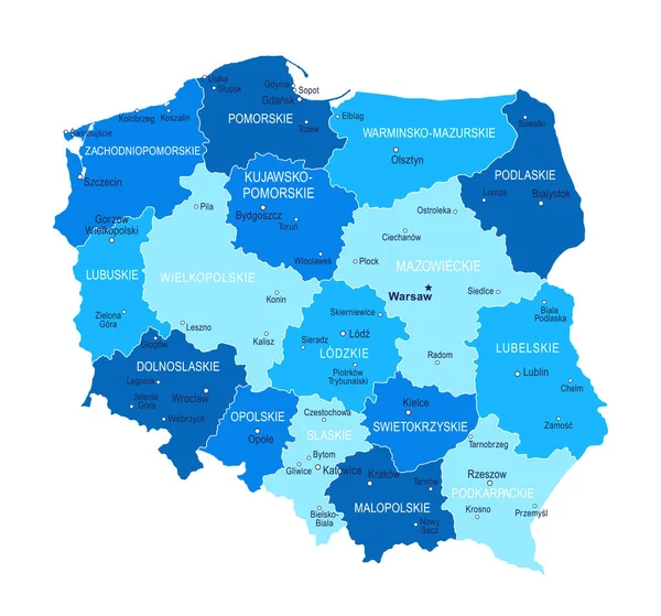 126 Niebieski mapa polski Vector Images | Depositphotos