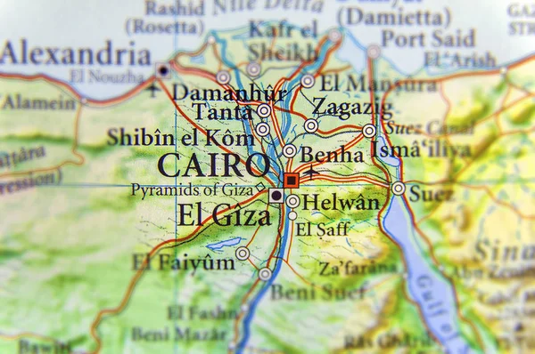 Cairo, de hoofdstad stad van Egypte op de kaart — Stockfoto © outchill ...