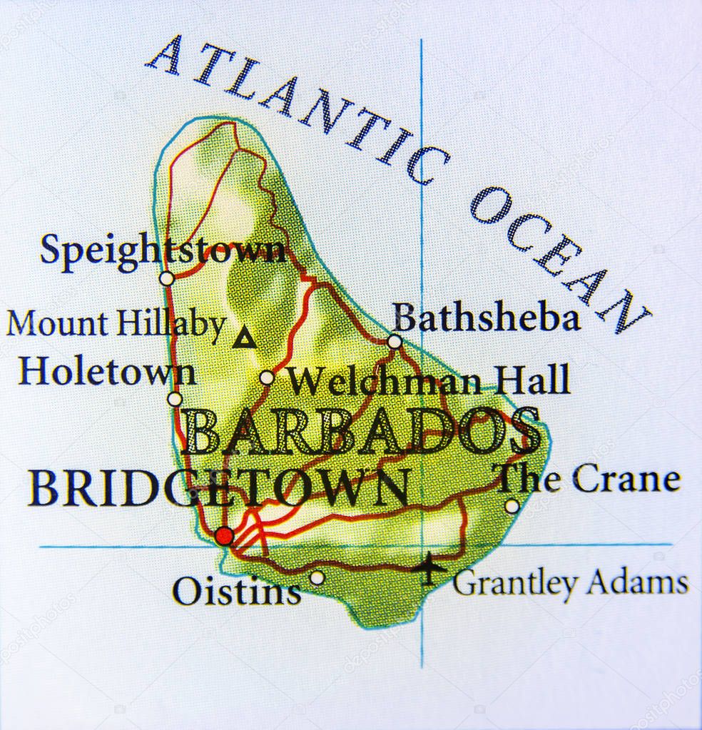 Mapa geográfico de Barbados país con ciudades importantes 2022