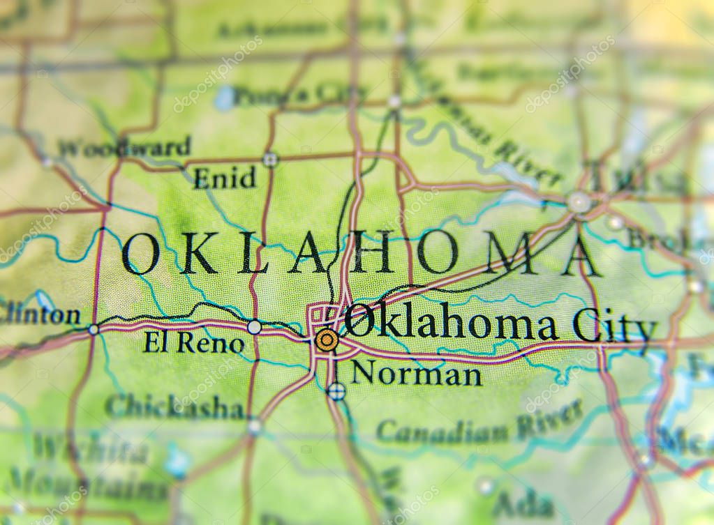 Mapa geográfico del estado de Oklahoma con ciudades importantes 2022