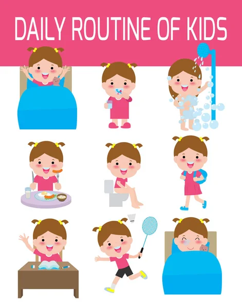 Daily Routine Activities Kids Cute Girl Routines Kids Daily Routine ...