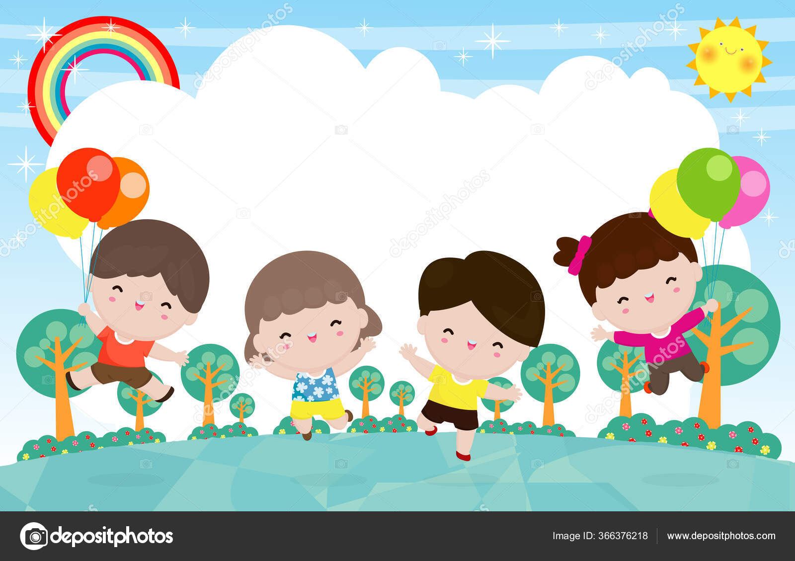 Happy Children Jumping Dancing Park Kids Activities Children Playing ...