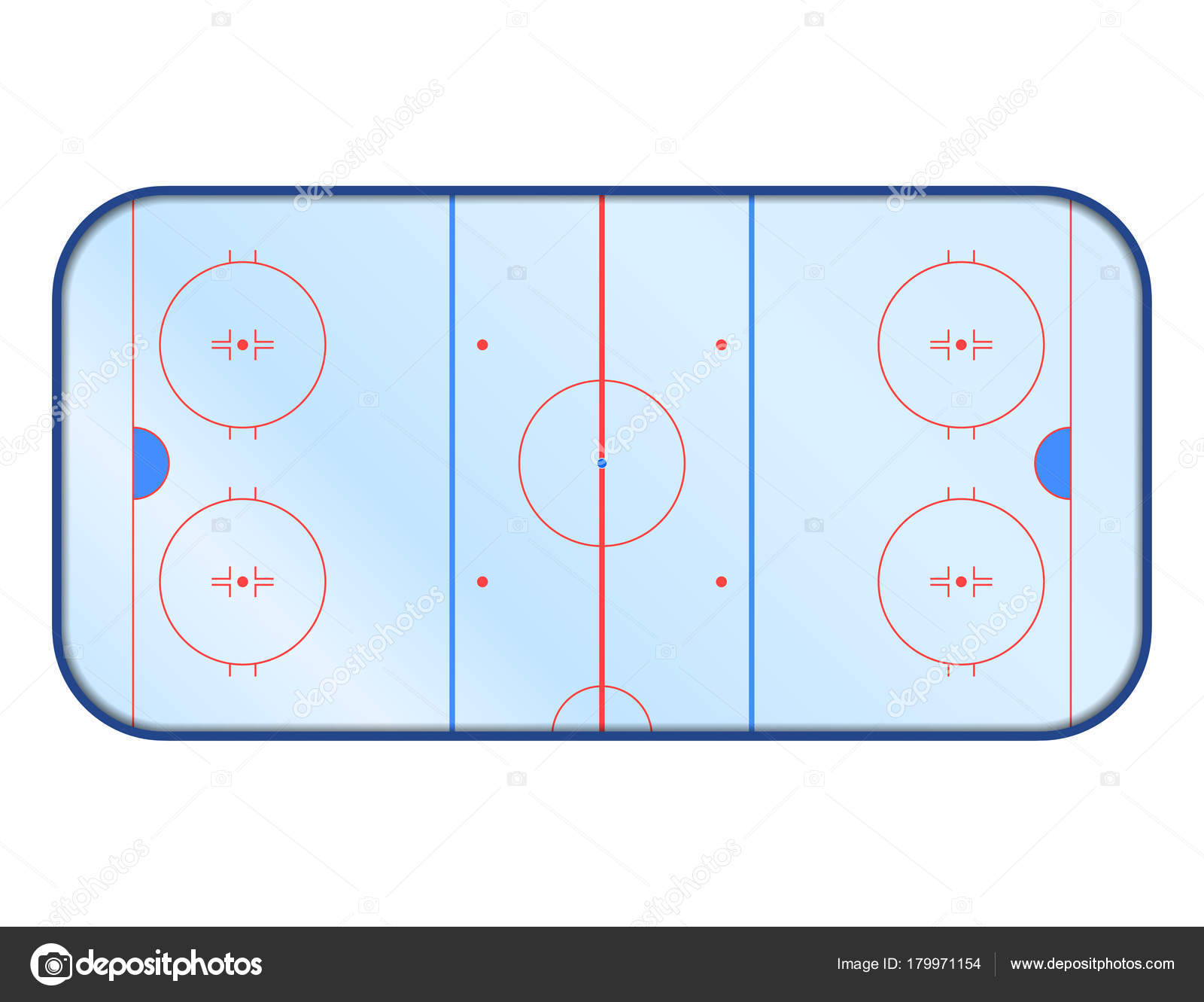 Vector ice hockey rink with markup. Isolated on white. Stock Vector ...