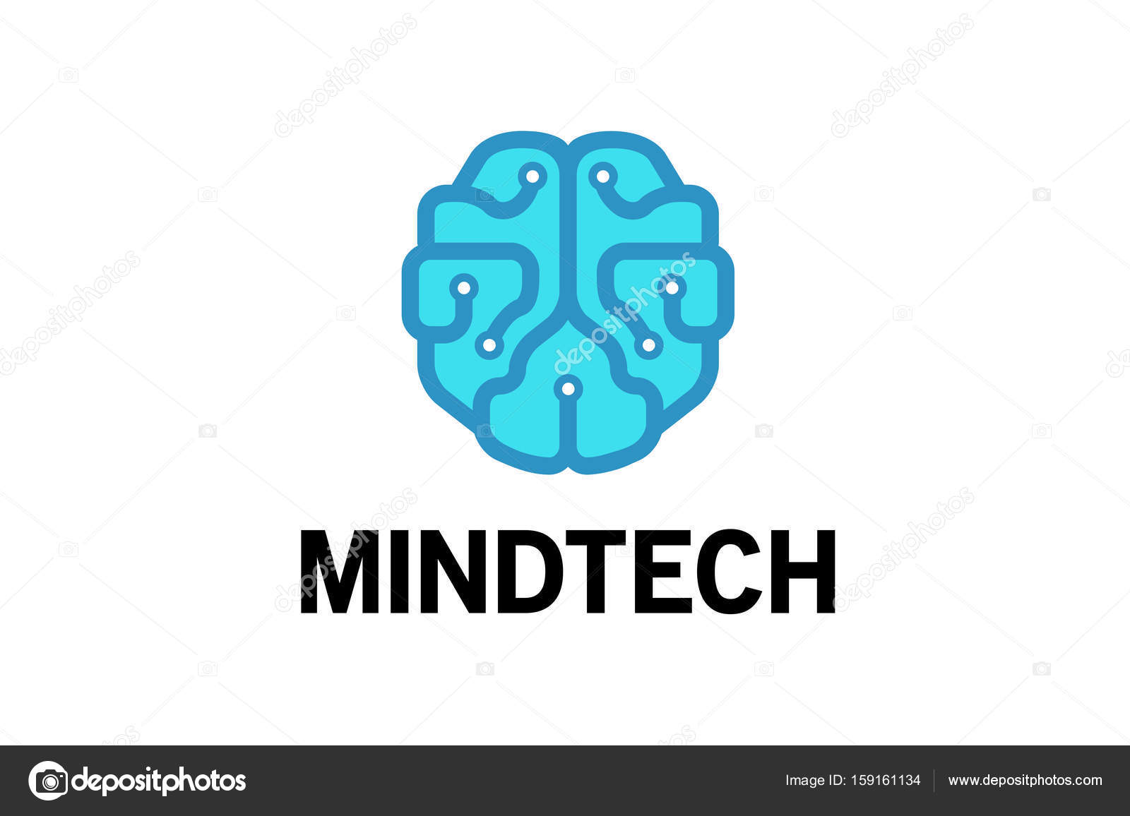 Mind Technology Brain Logo Design Illustration Stock Vector Image by ...