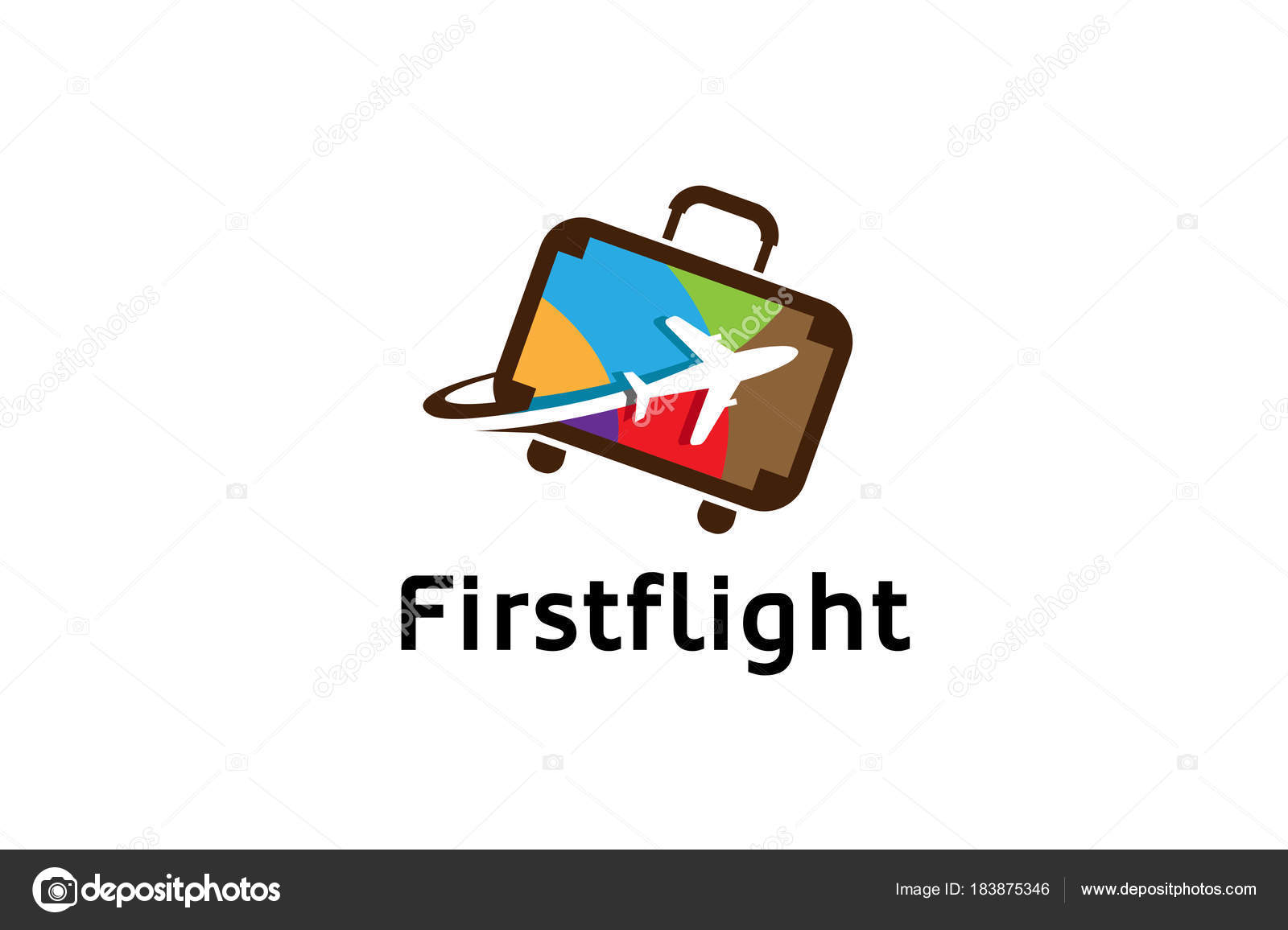 Colorful Suitcase Travel Airplane Symbol Creative Air Logo Design ...
