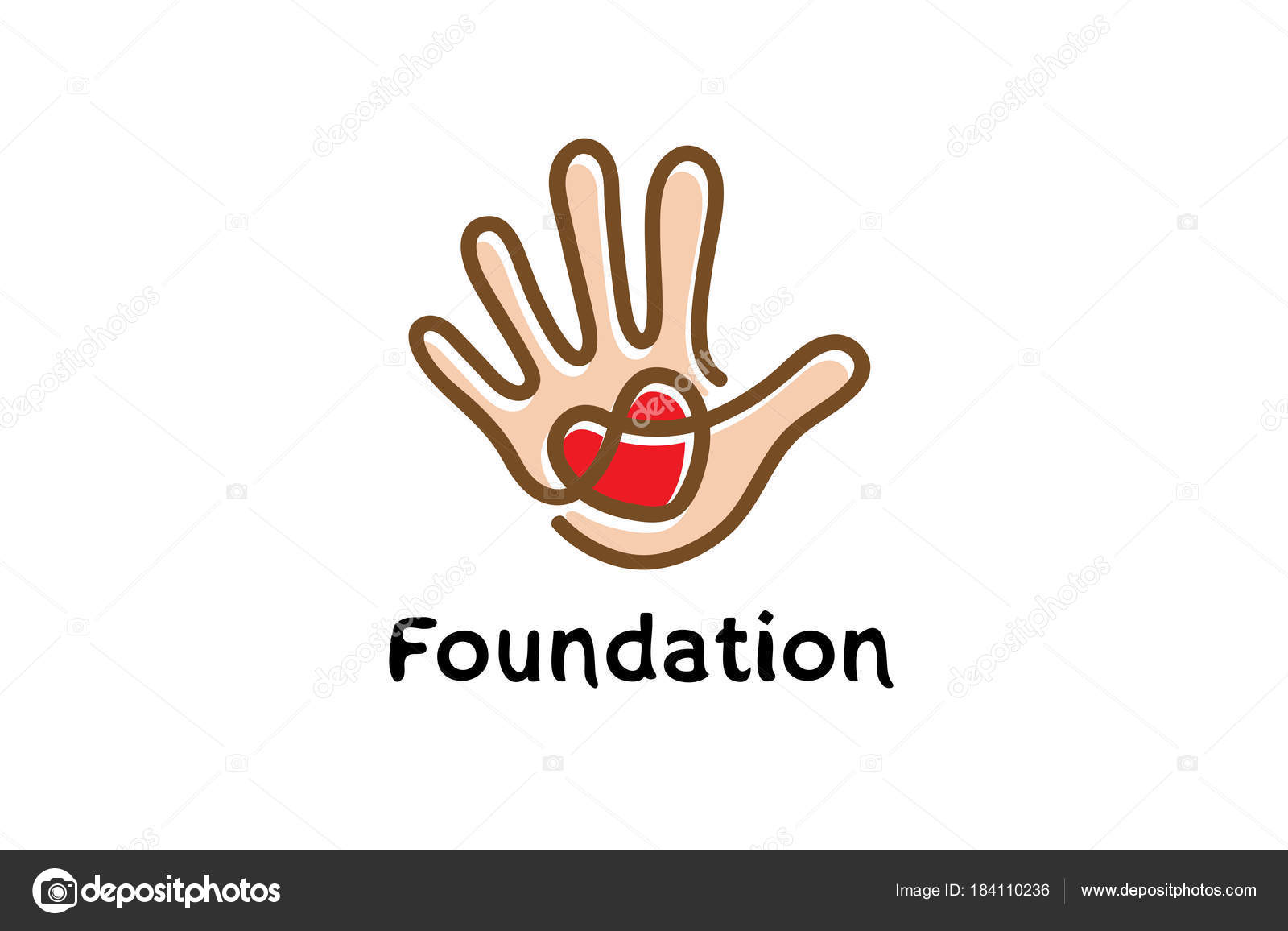 Foundation Hand Heart Symbol Logo Design Illustration Stock Vector ...