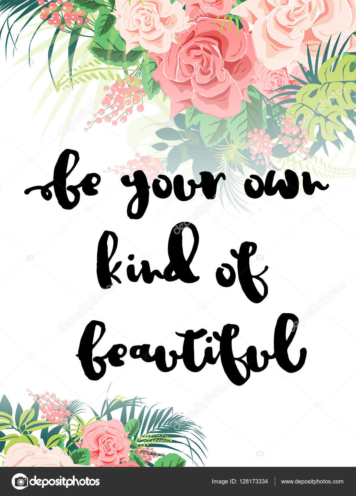 Floral Pattern With Motivational Quote Stock Vector Image By