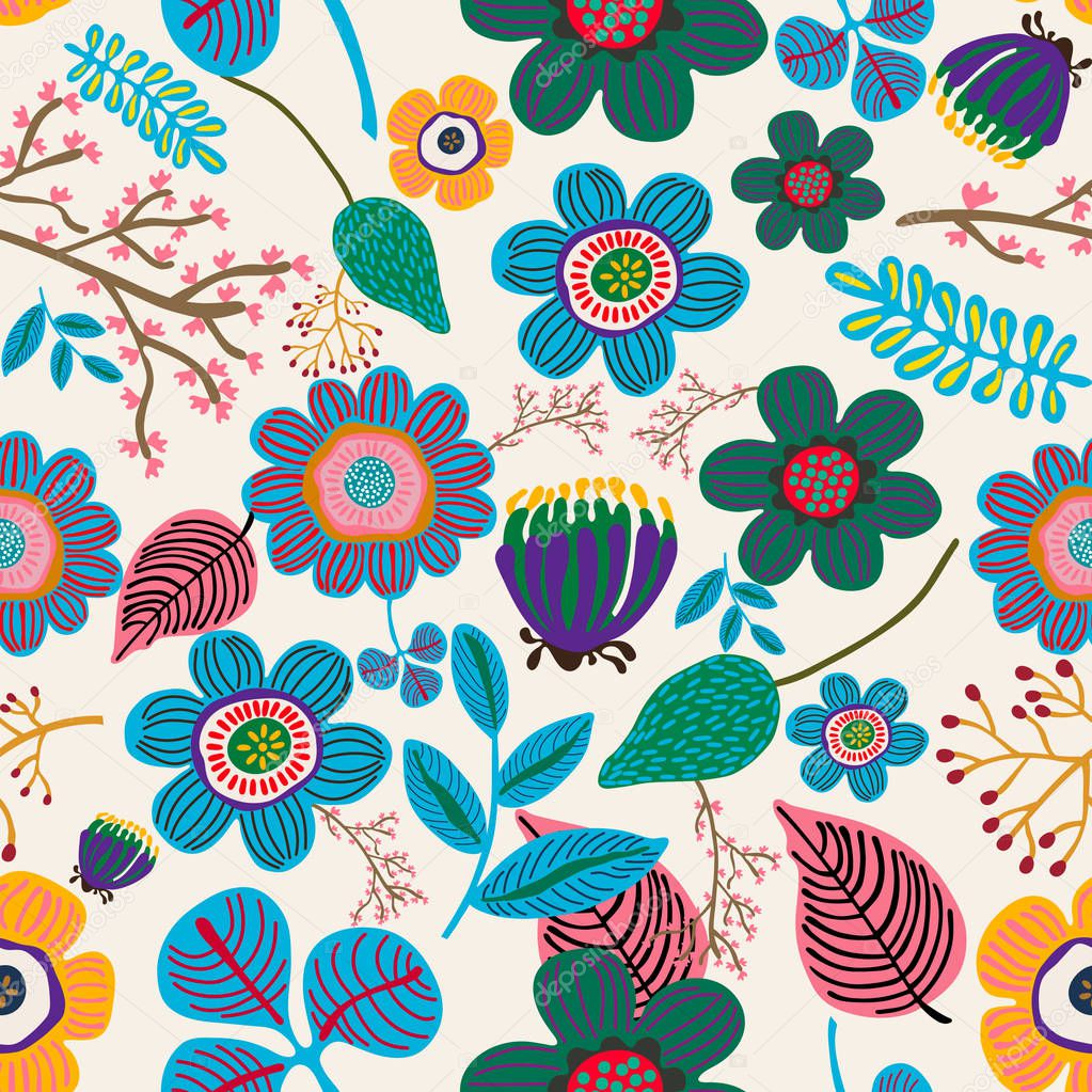 Colorful abstract flowers pattern — Stock Vector © WorkingPENS #128794824