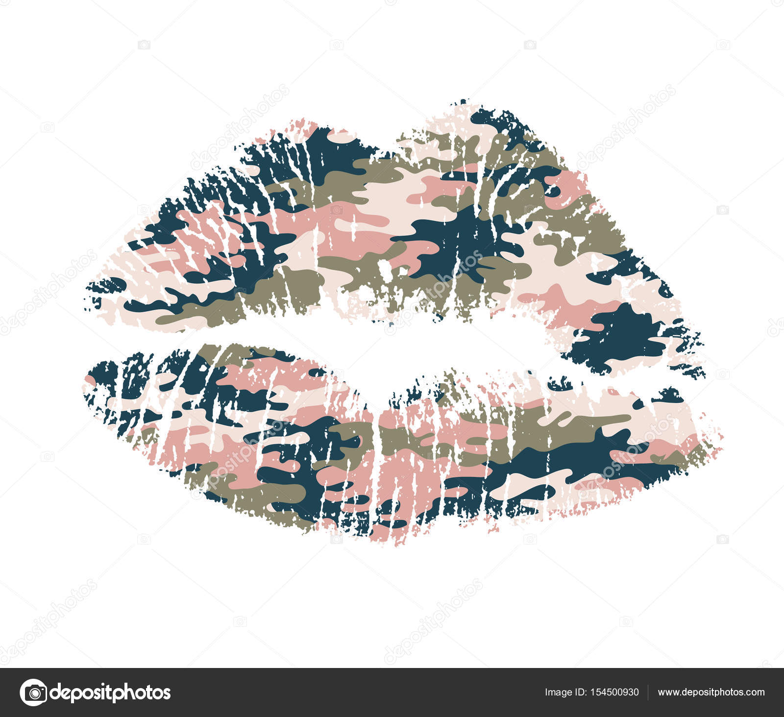 Lips With Camouflage Pattern — Stock Photo © WorkingPENS #154500930