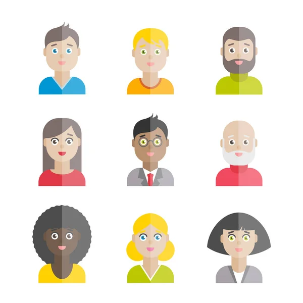 People avatars collection. Simple flat cartoon style. Male and female ...