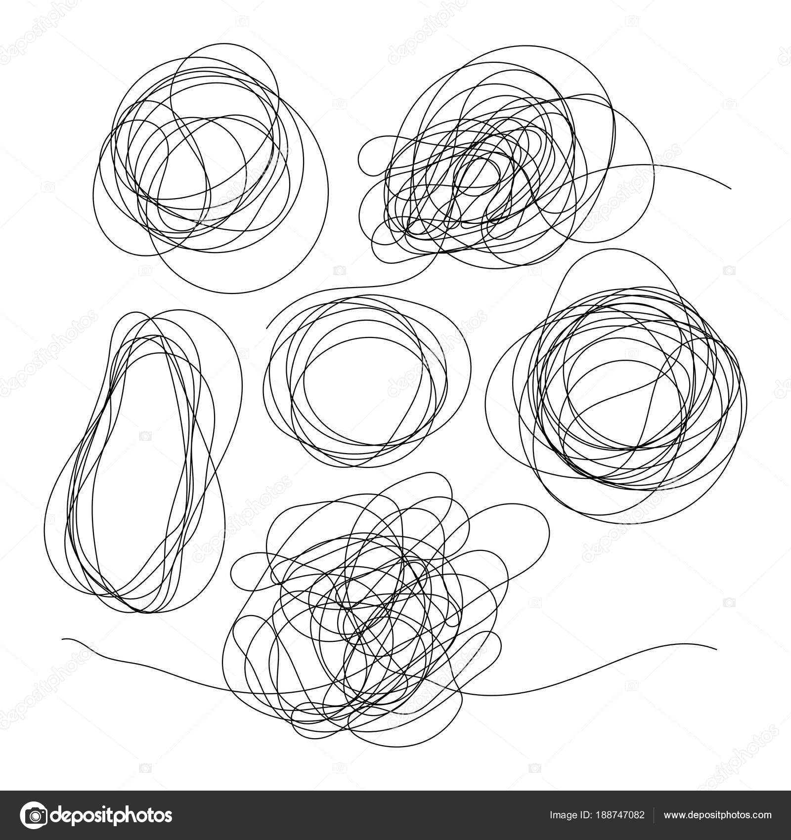 Set of hand drawn scribble objects isolated on white background Stock ...