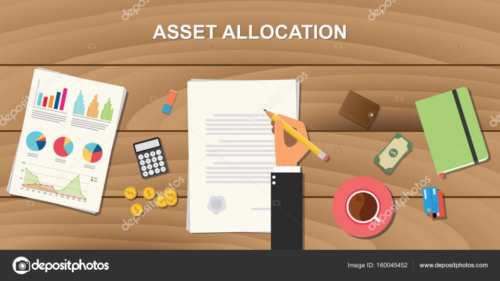 Asset allocation concept illustration with business man working on ...