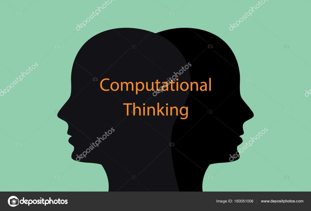 Computational thinking concept illustration with human head silhouette ...