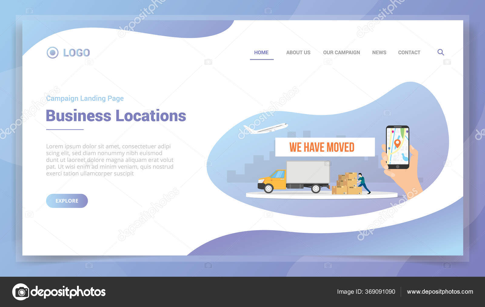 Moved Business Location Concept Website Template Landing Homepage ...