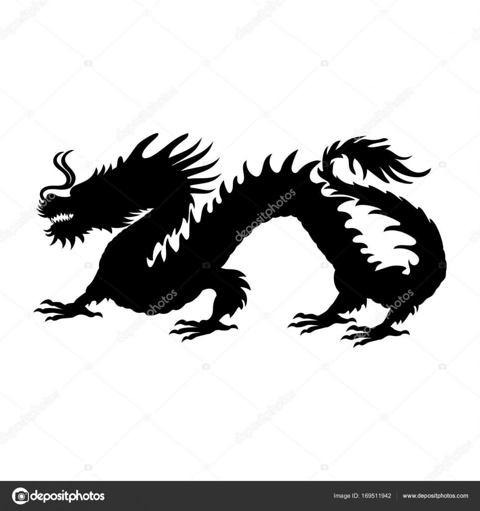 Chinese dragon silhouette symbol traditional China Stock Vector by ...