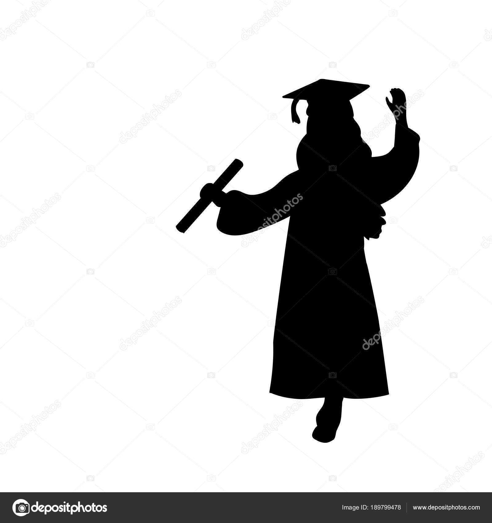 Silhouette girl graduation finished studying Stock Vector by ...