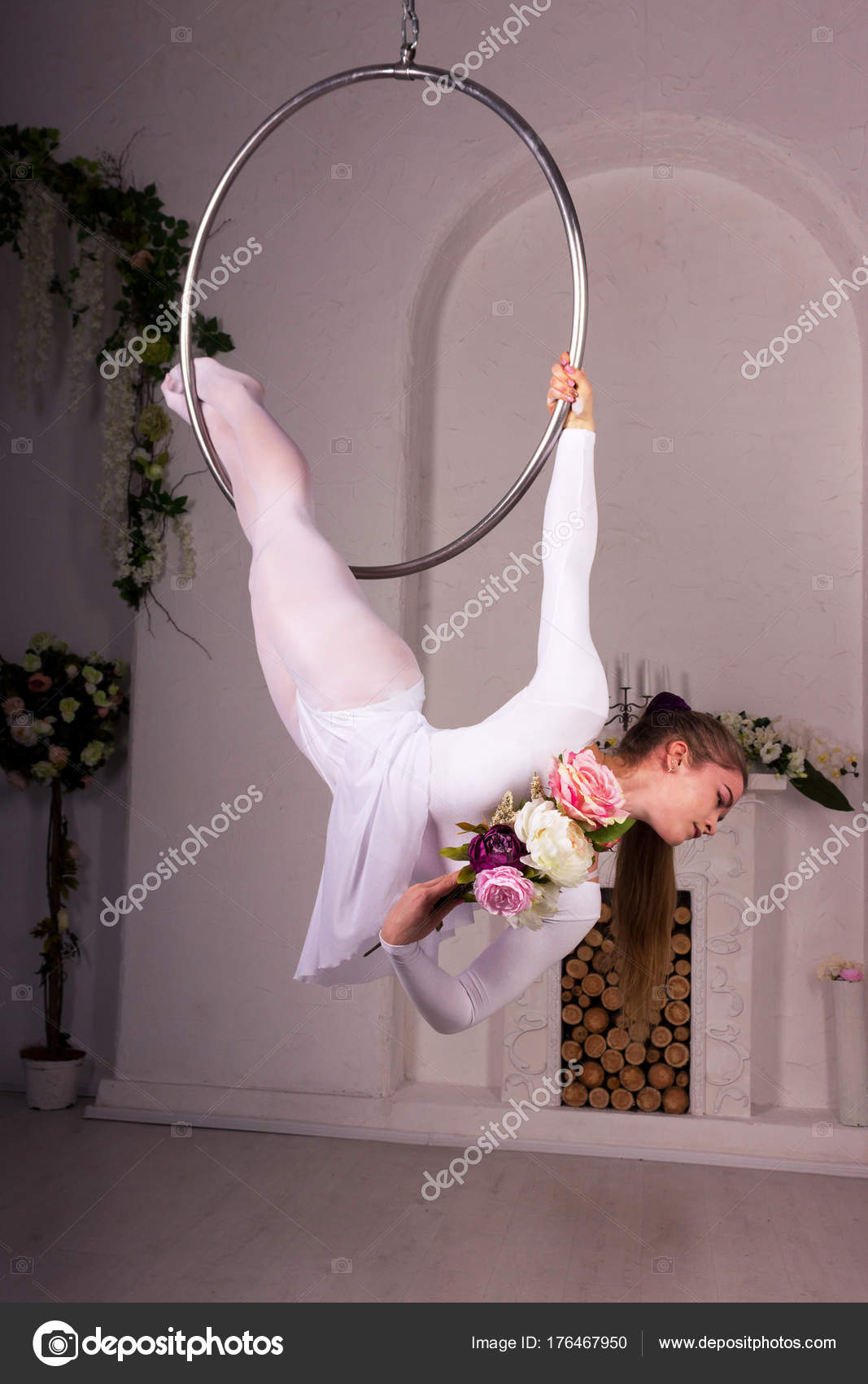 Girl training on aerial ring Stock Photo by ©Svetlanistaya 176467950