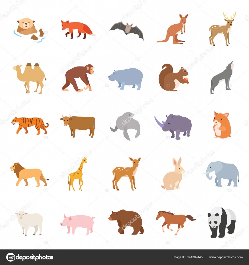 Mamíferos I Iconos vectoriales de color Vector de stock #144389445 de ...