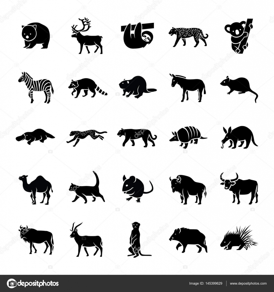 Mamíferos II iconos vectoriales glifo Vector de stock por ©naripuru ...