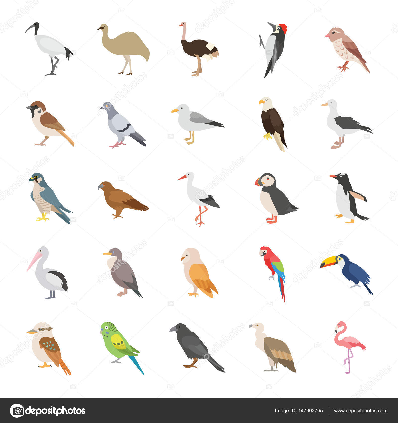 Birds color vector icons Stock Vector Image by ©naripuru #147302765
