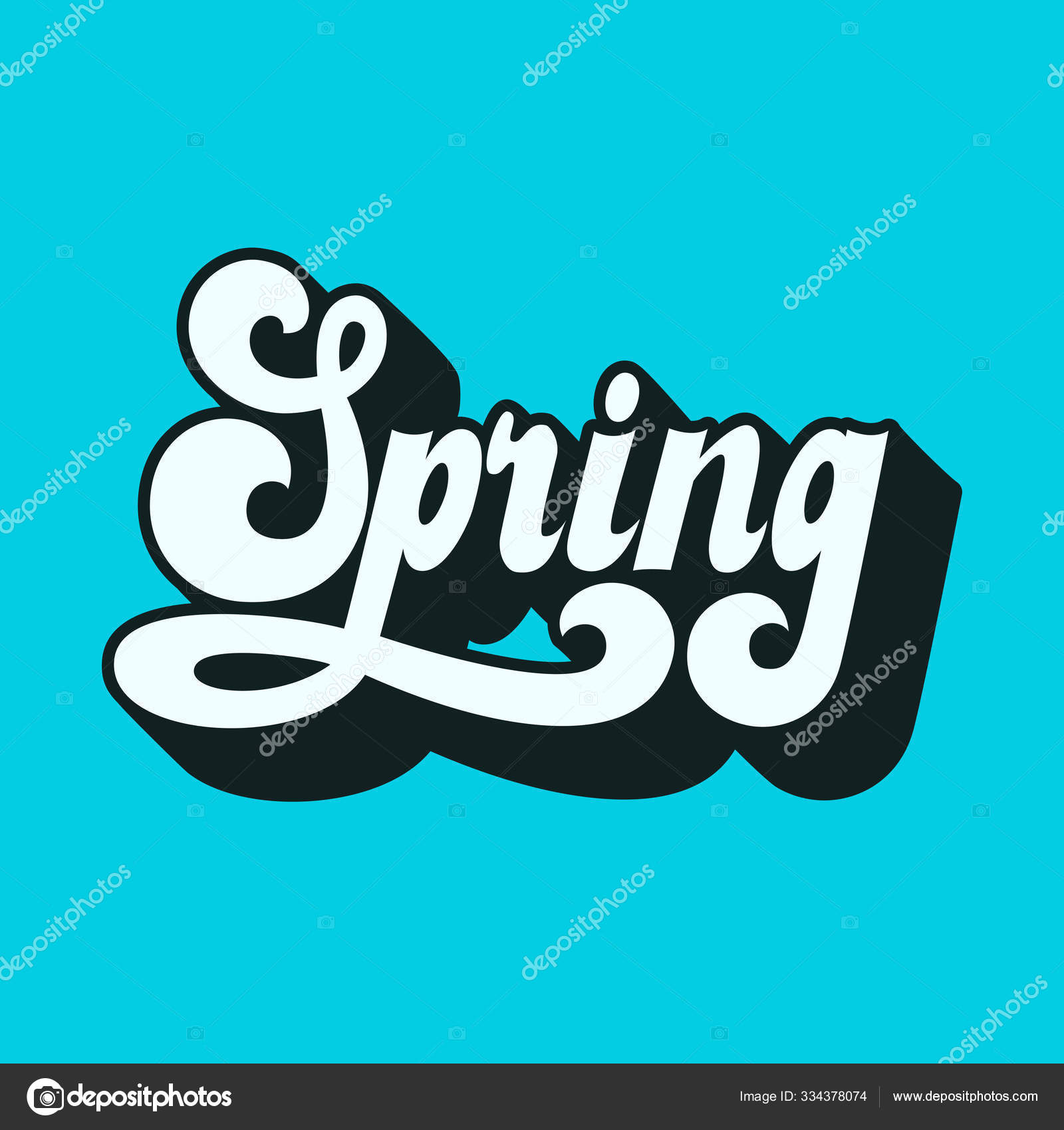 Spring. Lettering. Volumetric letters. Hand made inscription. Vector ...