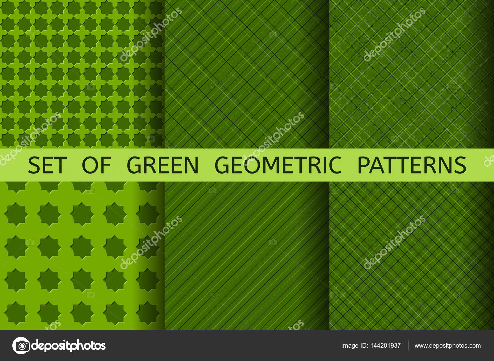 Set of green geometric patterns Stock Vector by ©Artverau 144201937