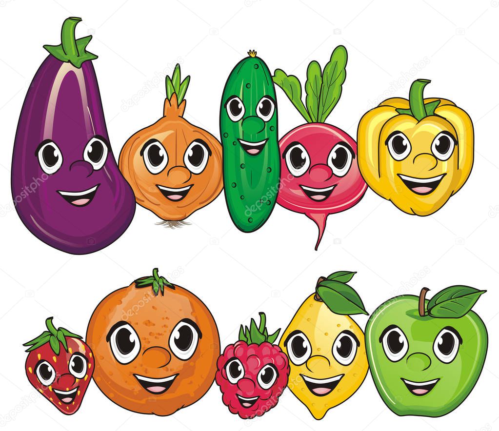 smiling faces of vegetables and fruits — Stock Photo © tatty77tatty ...
