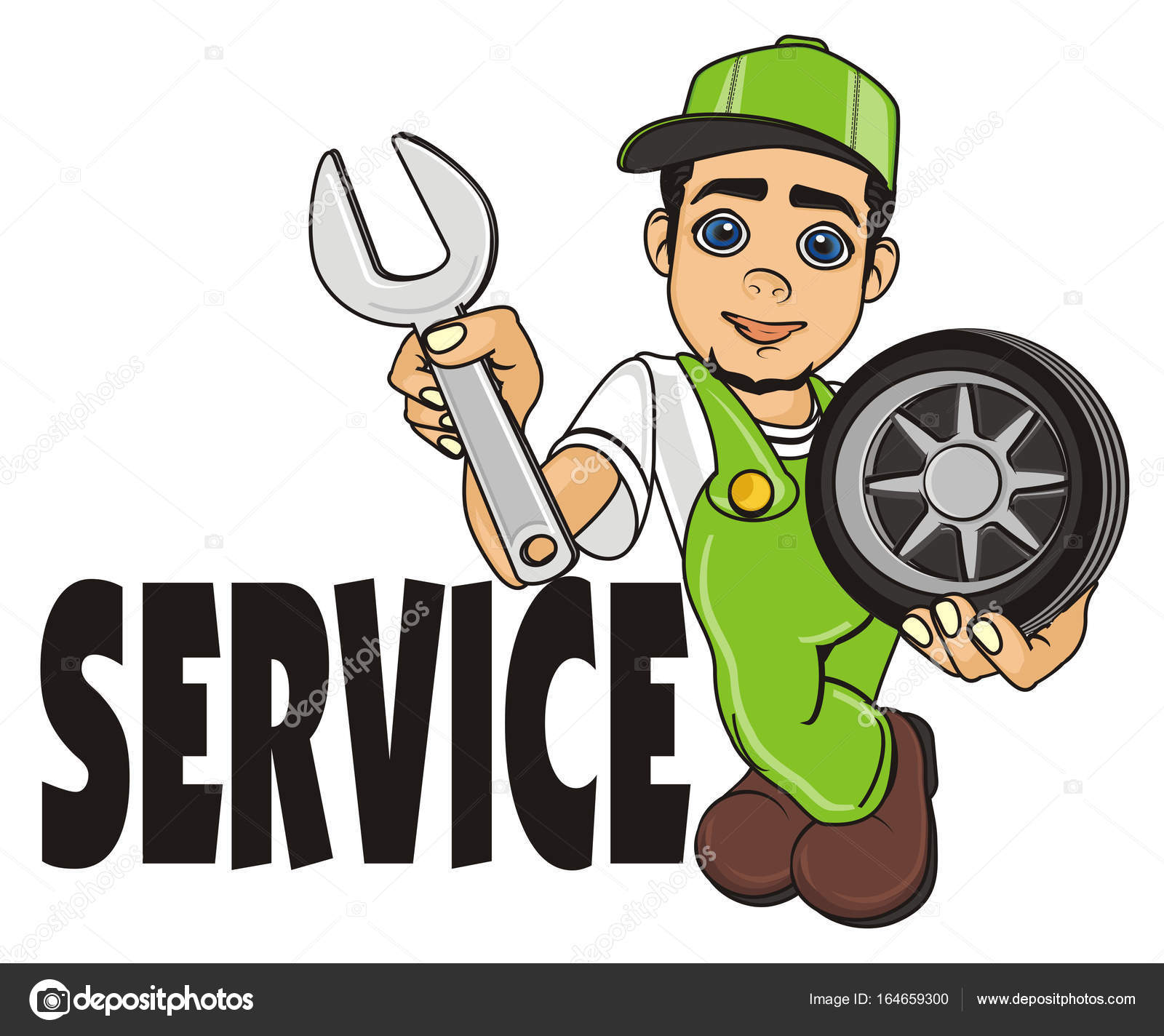 Happy mechanic stand Stock Illustration by ©tatty77tatty #164659300