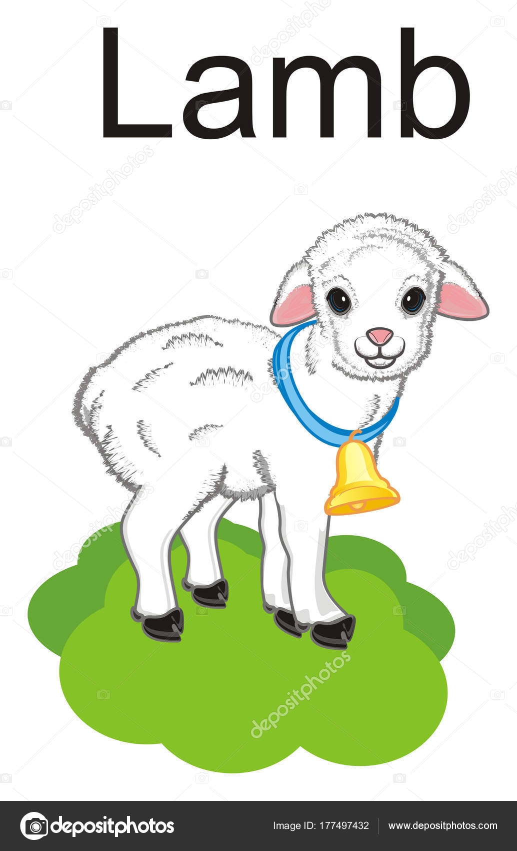 Little Lamb Stand Grass Word Lamb — Stock Photo © tatty77tatty #177497432