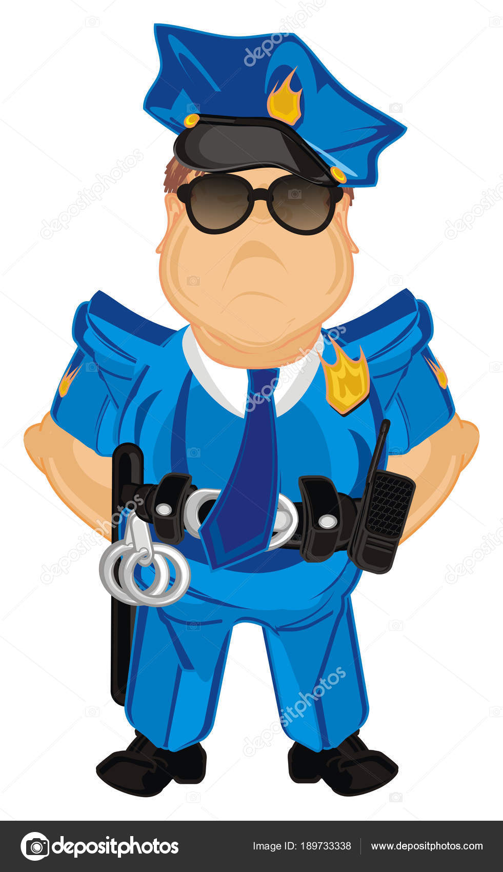 Sad Policeman Stand Ona White Background Stock Illustration by ...
