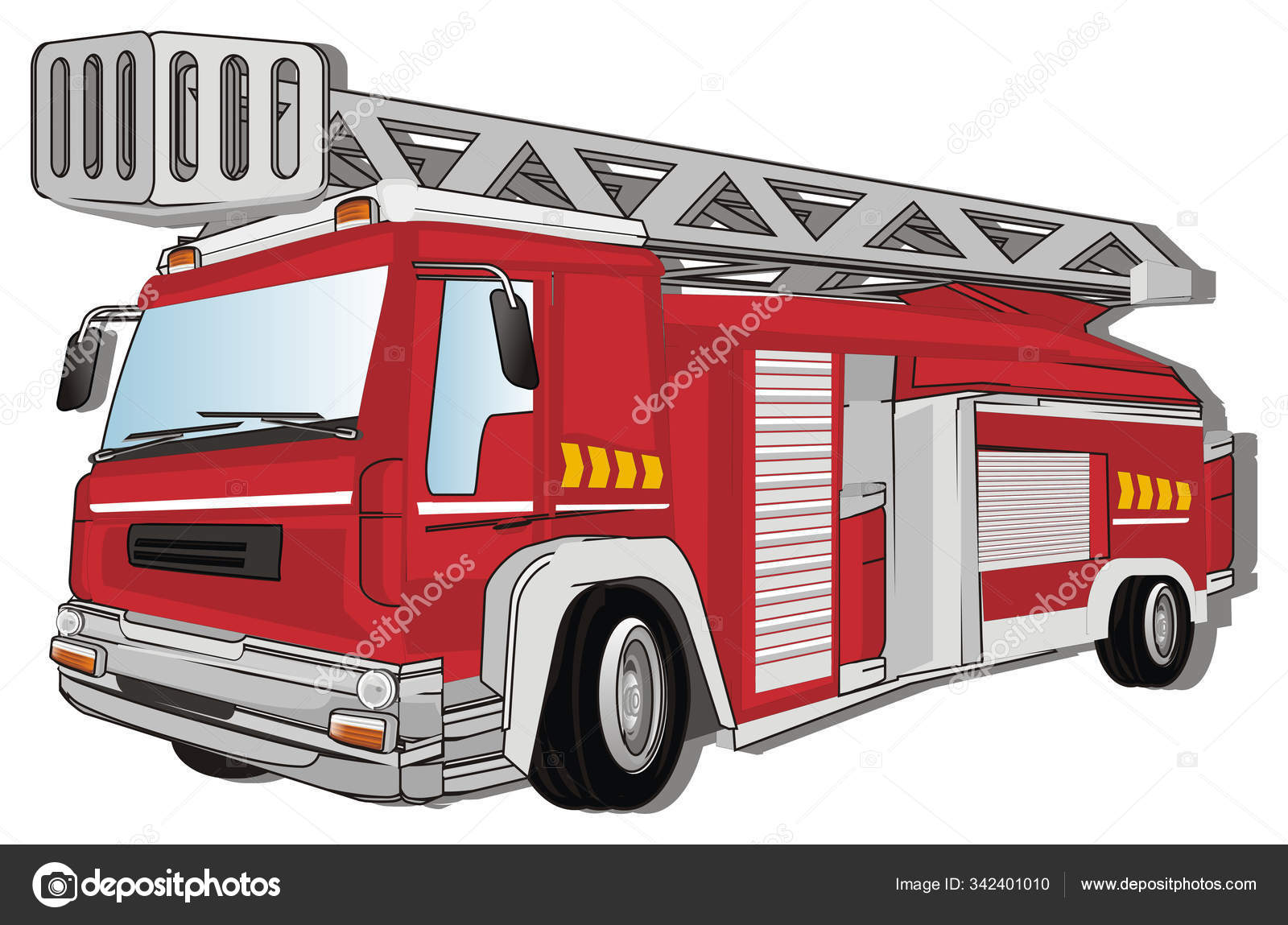 Red Fire Engine Gray Shadow Stock Illustration by ©tatty77tatty #342401010
