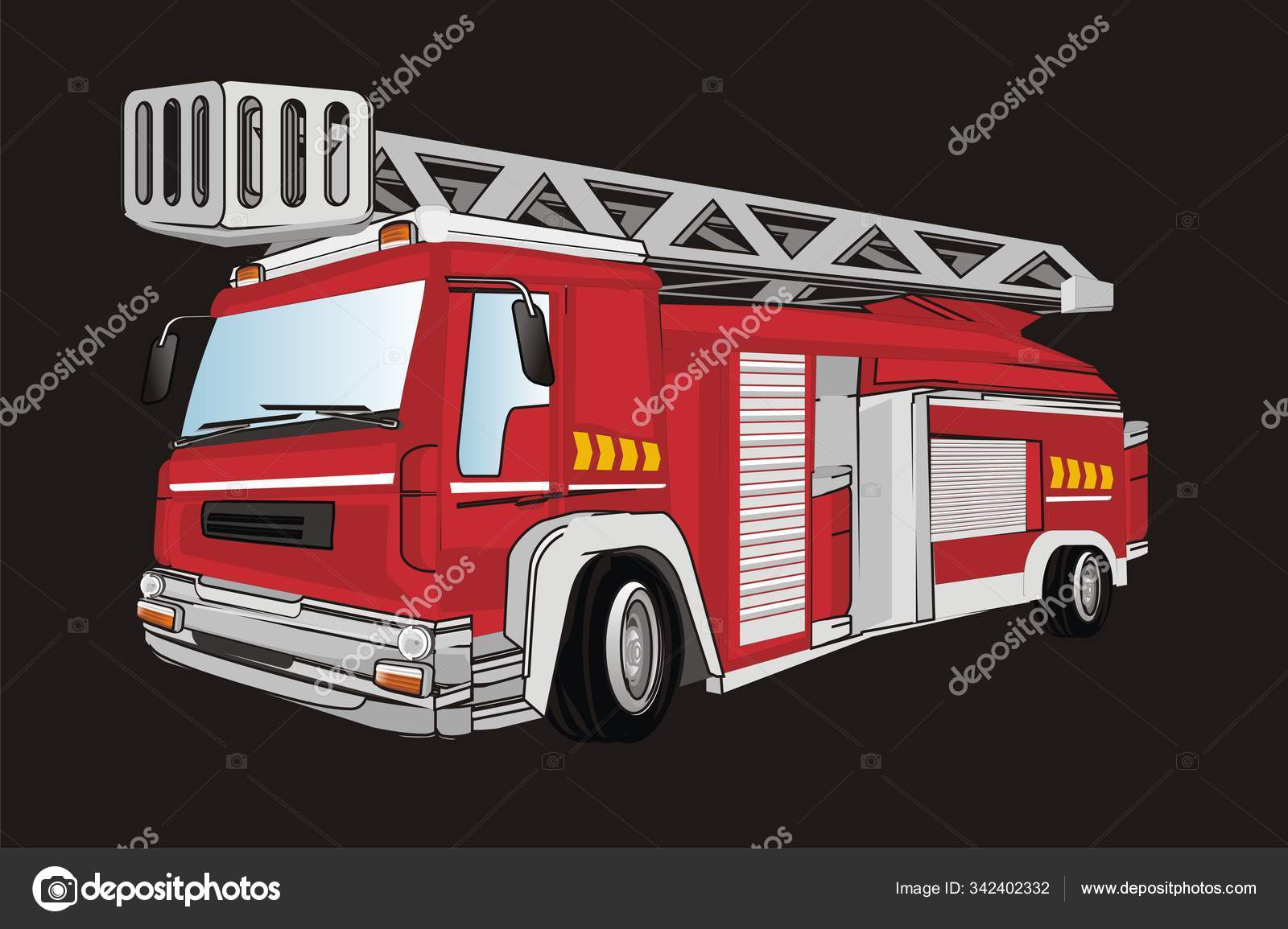 Red Fire Engine Black Blackground Stock Illustration by ©tatty77tatty ...