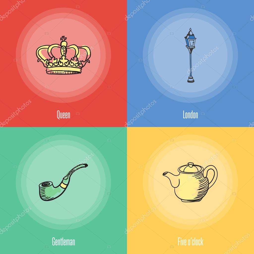 British National Symbols Vector Icons Set Stock Vector Image by ...