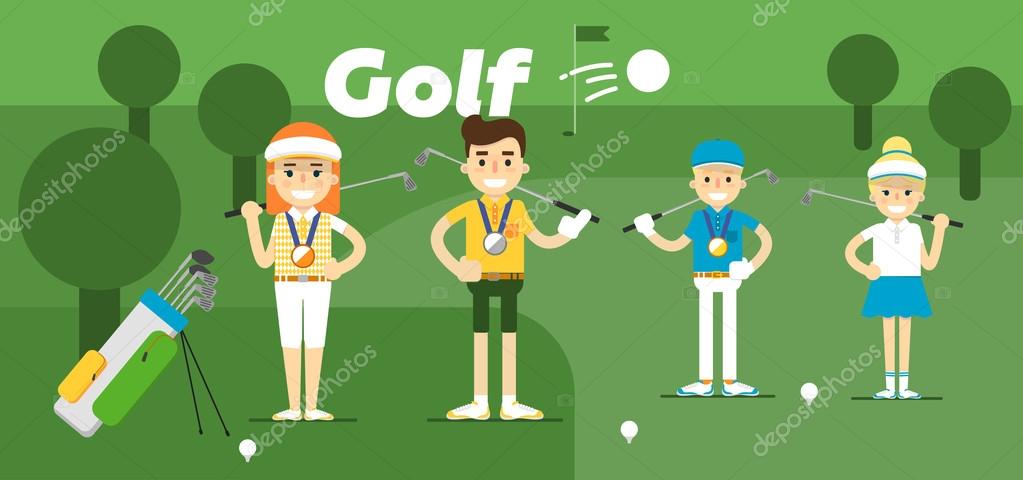 Golf team on award with medals — Stock Photo © studioworkstock #126507650