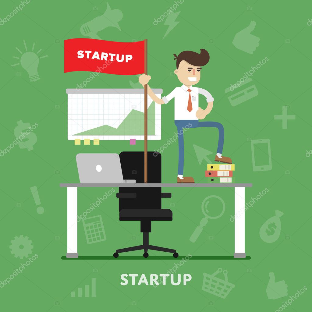 Startup business project process raster flat Stock Illustration by ...