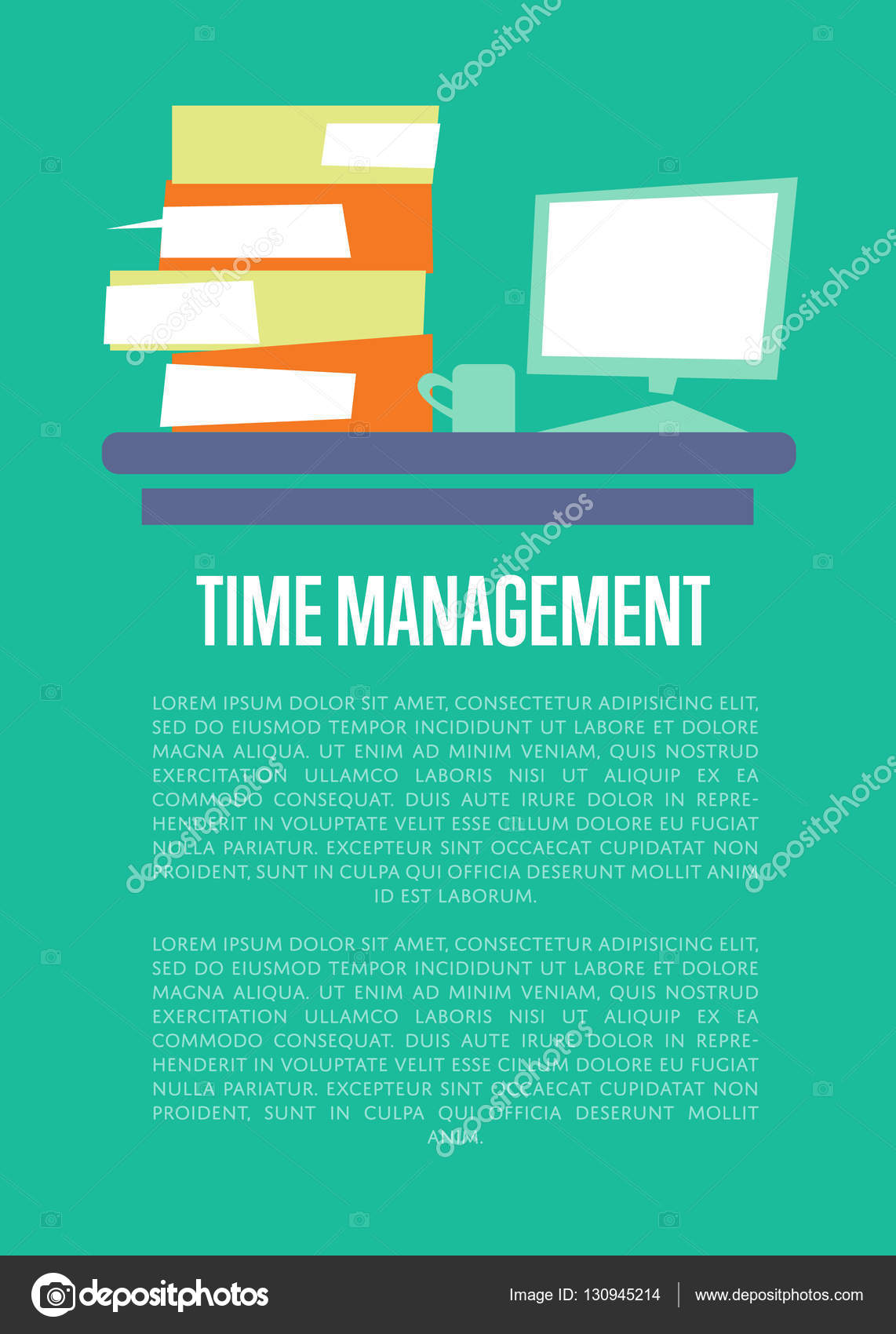 Time management banner with office table Stock Vector Image by ...