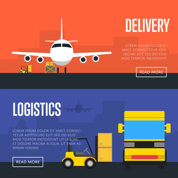 Logistics banner set with airplane — Stock Vector © studioworkstock ...