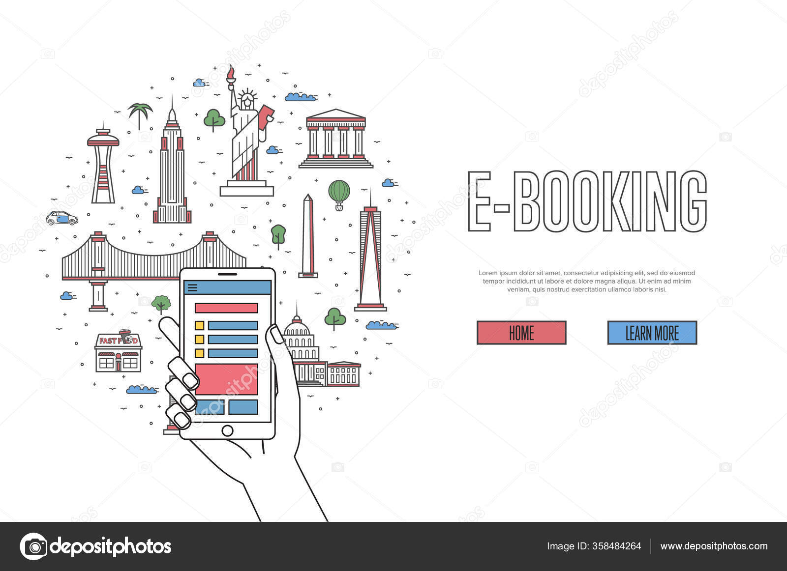 Booking Poster Indian Famous Architectural Landmarks Linear Style ...